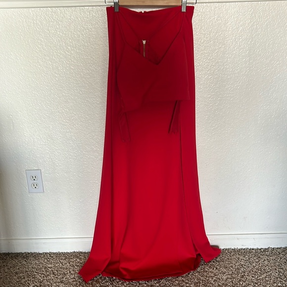 B Darlin | Dresses | 2 Piece Red Prom Dress With Slit And Zipper Back ...